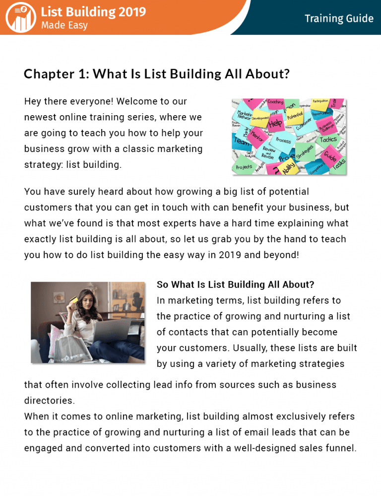List Building Made Easy 2019 Training Ebook and Videos