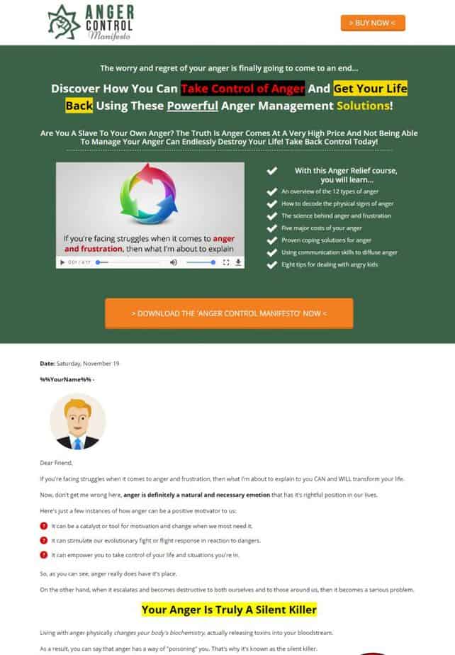 Anger Control PLR Sales Funnel | Anger Management PLR Funnel