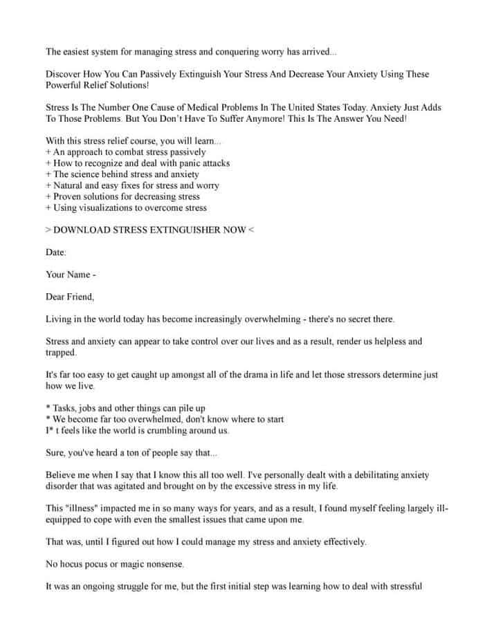 Stress Extinguisher PLR Sales Funnel | Quality Stress PLR Package