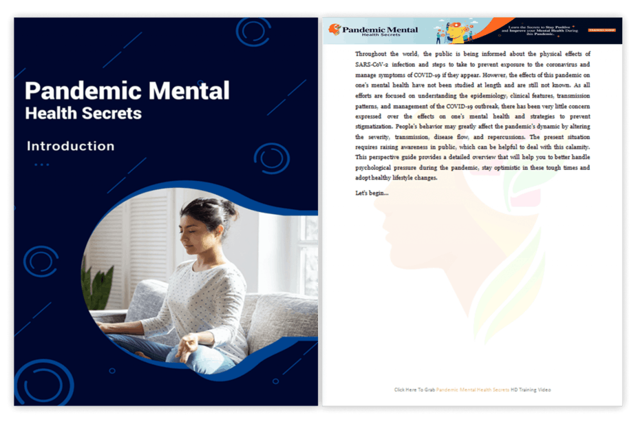 Pandemic Mental Health Secrets PLR Sales Funnel | Mental Health PLR