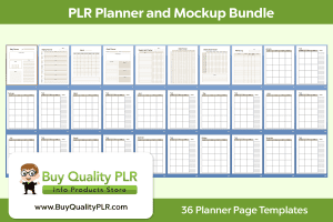 PLR Planner and Mockup Bundle | PLR Printable Planner Templates Pack