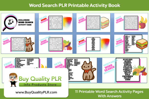 Word Search PLR Printable Activity Book | PLR Printable Activity