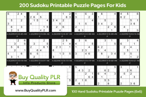 200 Sudoku Printable Puzzle Pages For Kids | PLR Printables