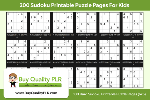200 Sudoku Printable Puzzle Pages For Kids | PLR Printables
