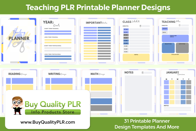 Teaching PLR Printable Planner Designs | Teacher PLR Planner