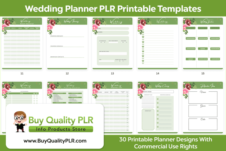 Wedding Planner PLR Printable Templates | PLR Wedding Planner